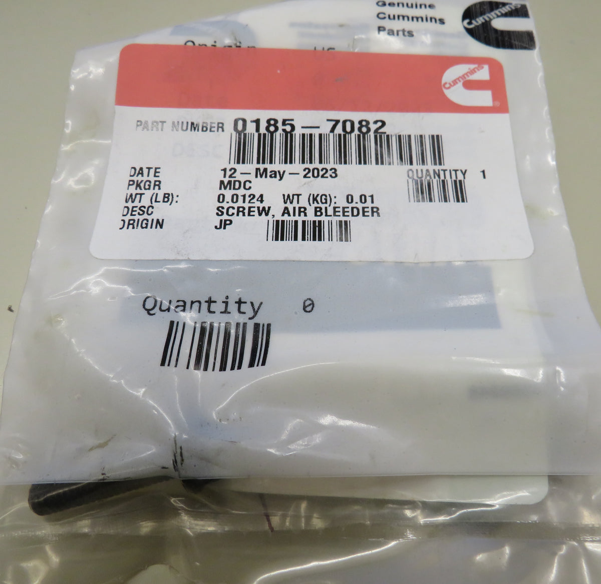 185-7082 Onan Air Bleeder Screw Valve Bleeder Hydraulic System 8/8/202 ...