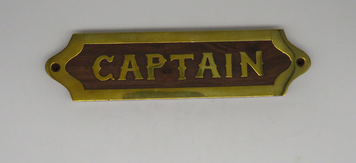 Wood & Brass "Captain" Plaque/Sign 12/12/2024 THIS PART IS IN STOCK 12 ...
