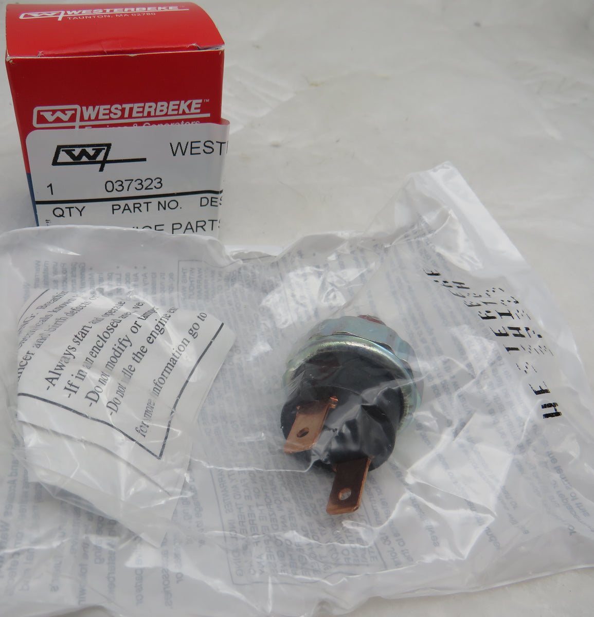 037323 Westerbeke Oil Pressure Switch 3/19/2026 THIS PART IS IN STOCK ...